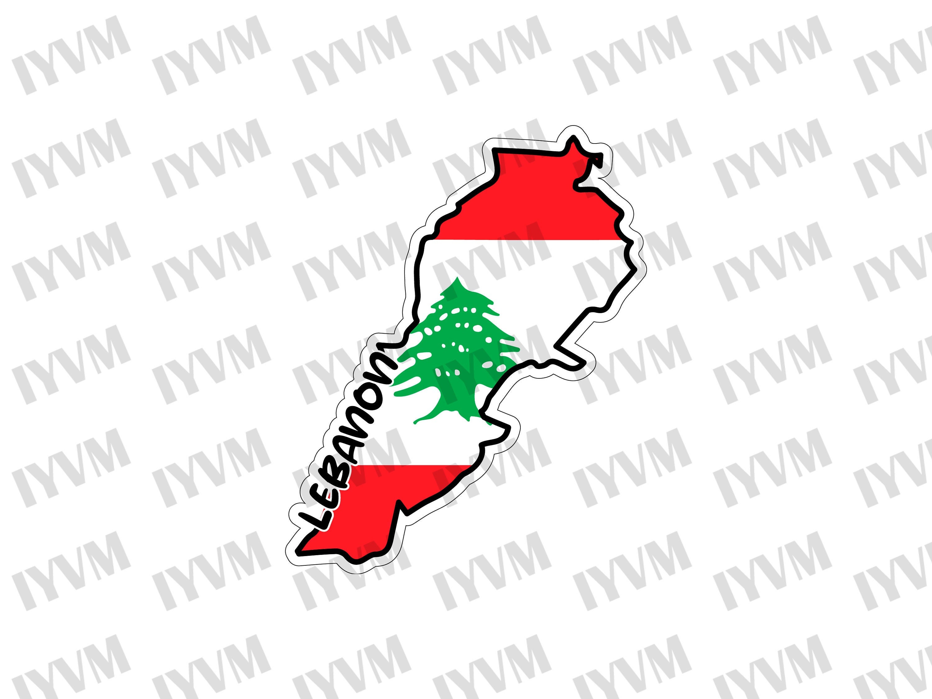 Lebanon Map Flag Sticker Decal / Republic of Lebanon / - Etsy