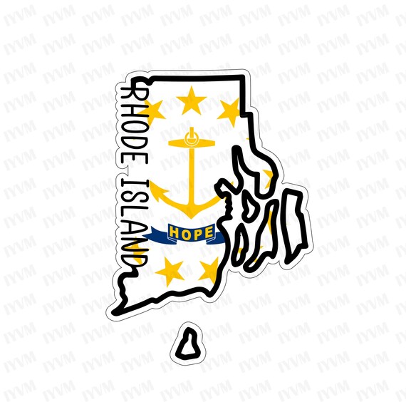 State of Rhode Island Map Flag Sticker Decal USA Rhode Island | Etsy