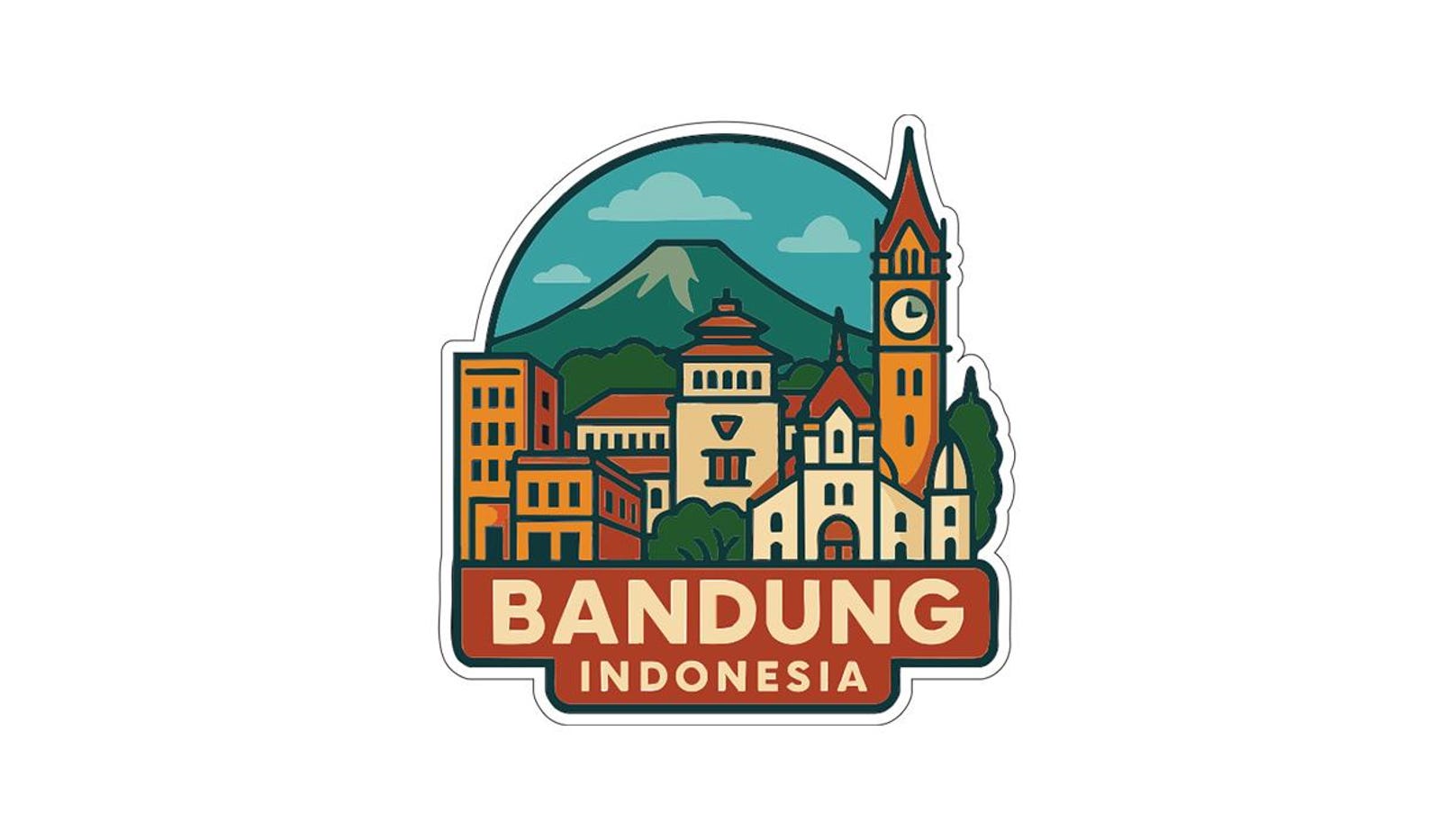 Bandung Indonesia Sticker Decal Vinyl Die-cut City Skyline Landmark ...