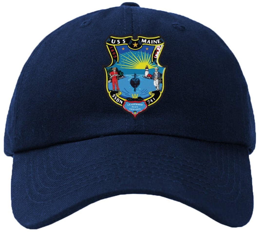 USS Maine SSBN-741 Badge Baseball Cap Hat Hook & Loop Closure Ohio ...