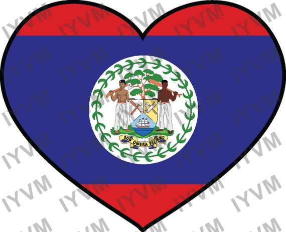 Belize Flag Heart Sticker Decal / Belmopan / Sub Umbra Floreo - Etsy
