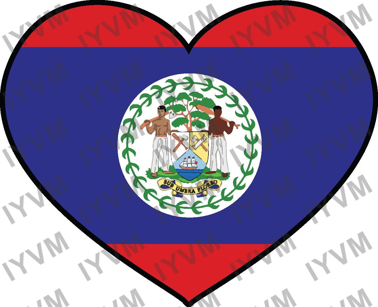 Belize Flag Heart Sticker Decal / Belmopan / Sub Umbra Floreo - Etsy