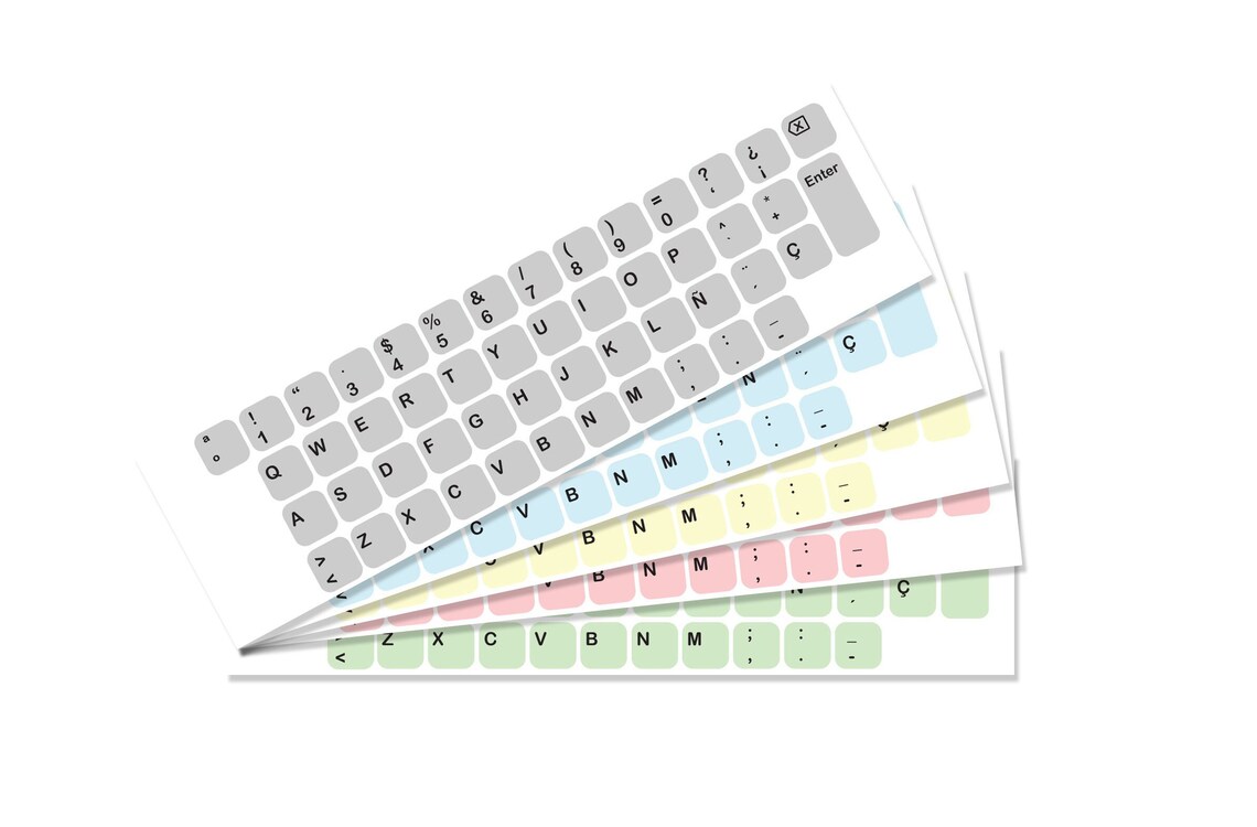 Spanish QWERTY Keyboard Sticker in Several Color Vinyl Decal - Etsy