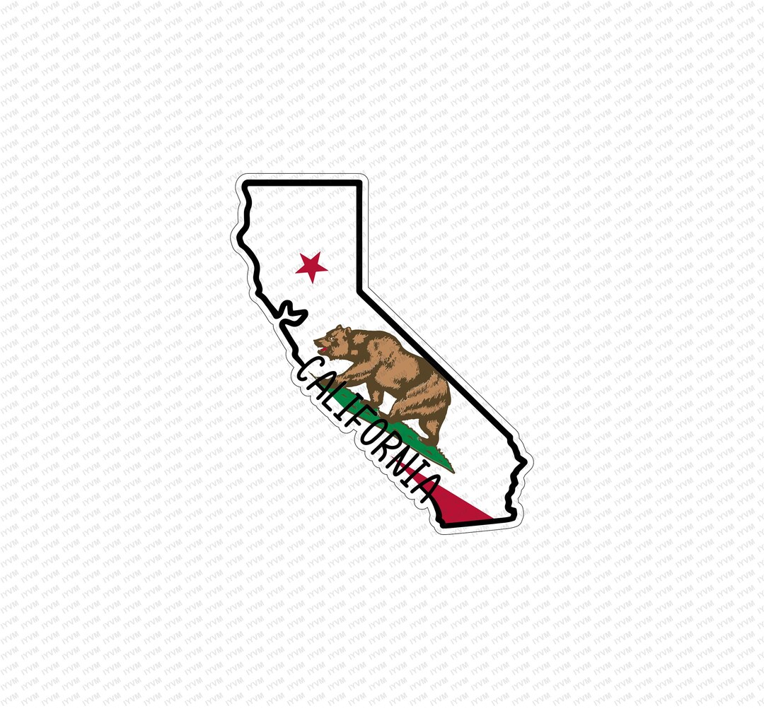 State of California Map Flag Sticker Decal USA California State ...