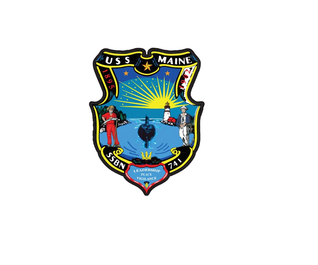 USS Maine SSBN-741 Badge Sticker Decal Ohio Class Ballistic Missile ...