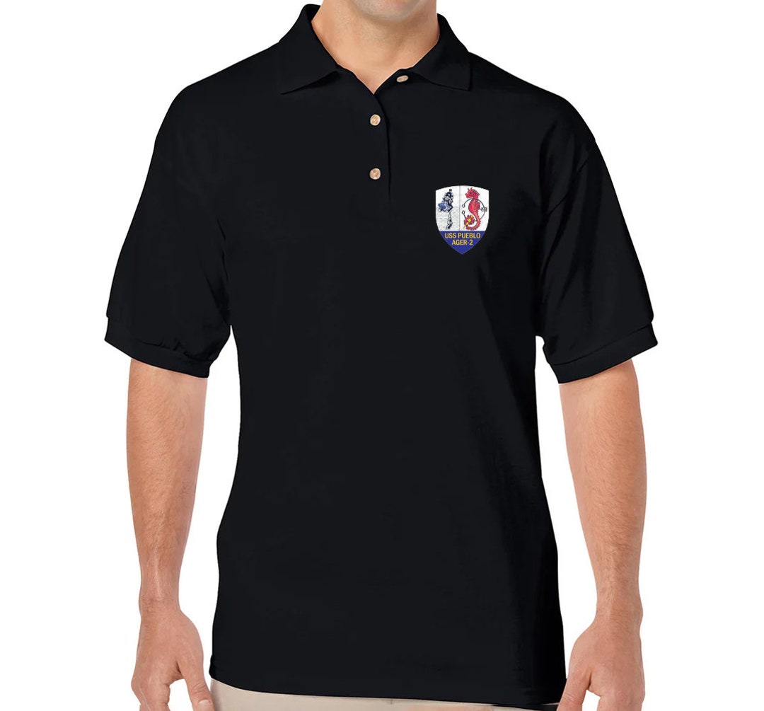 USS Pueblo AGER-2 Black Polo Shirt Logo Printed on Left Chest - Etsy
