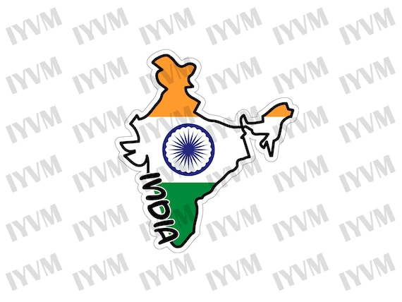 India Map Flag Sticker Decal / Republic of India / Satyameva | Etsy