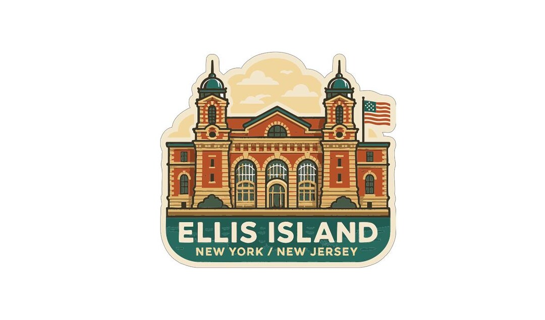 Ellis Island New York New Jersey Sticker Decal Vinyl Die-cut Symbolic ...
