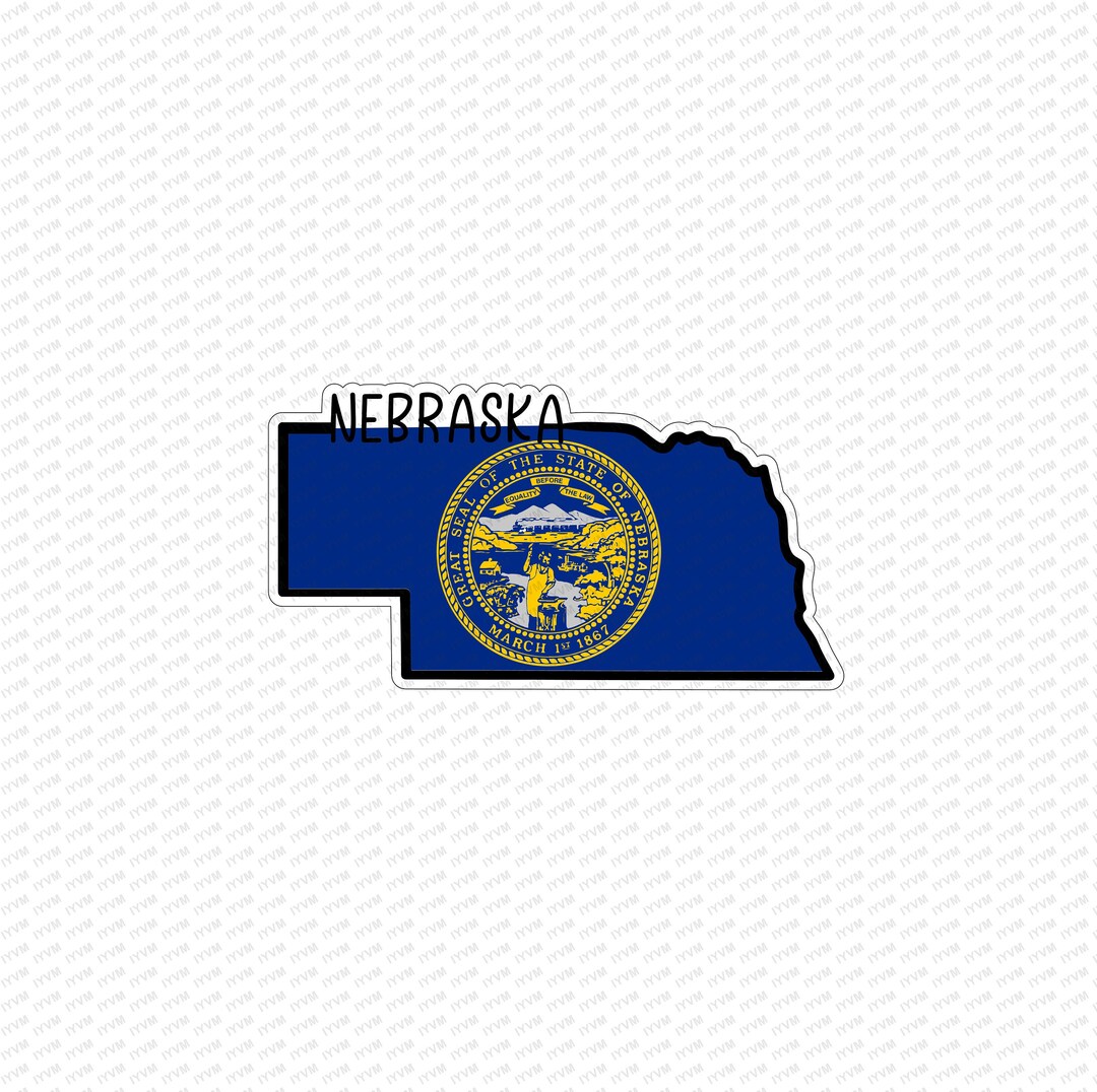 State of Nebraska Map Flag Sticker Decal USA Nebraska State Lincoln the ...