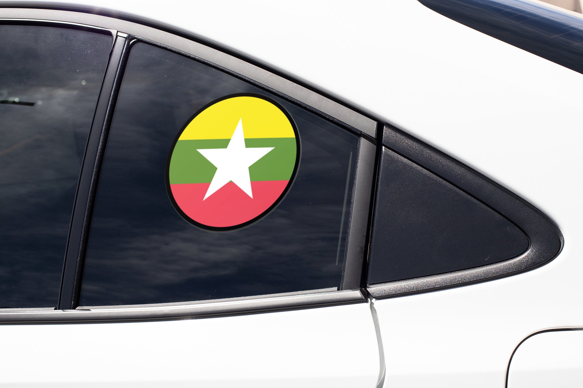 Myanmar Flag Circle Sticker Decal - Etsy