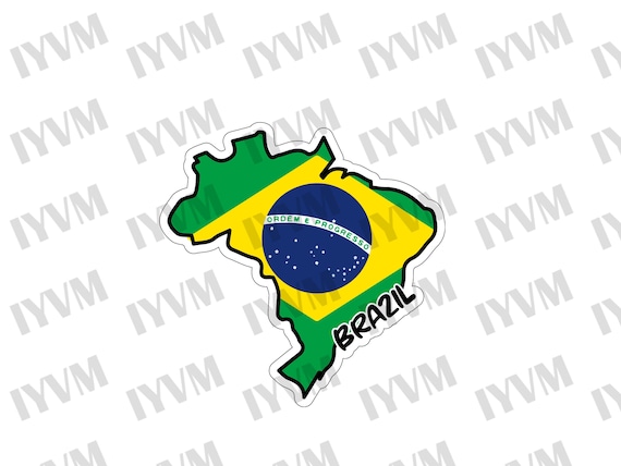 Brazil Map Flag Sticker Decal / Brasília / Federative Republic - Etsy
