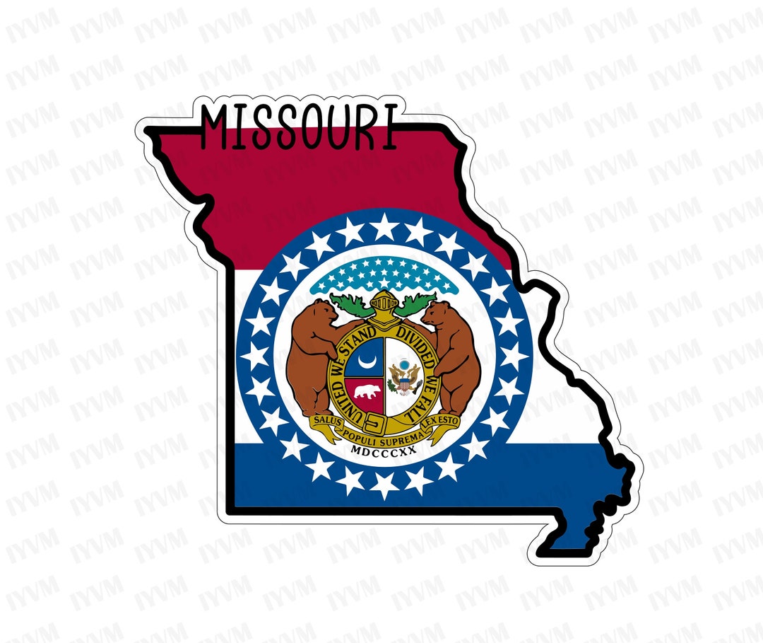 State of Missouri Map Flag Sticker Decal USA Missouri State Jefferson ...
