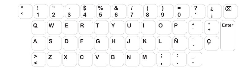 Spanish QWERTY Keyboard Sticker in Several Color Vinyl Decal - Etsy