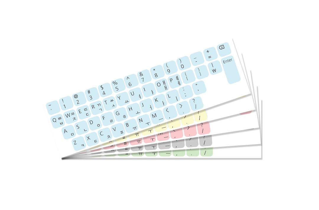 Korean QWERTY Keyboard Sticker in Several Color Vinyl Decal Sticker - Etsy