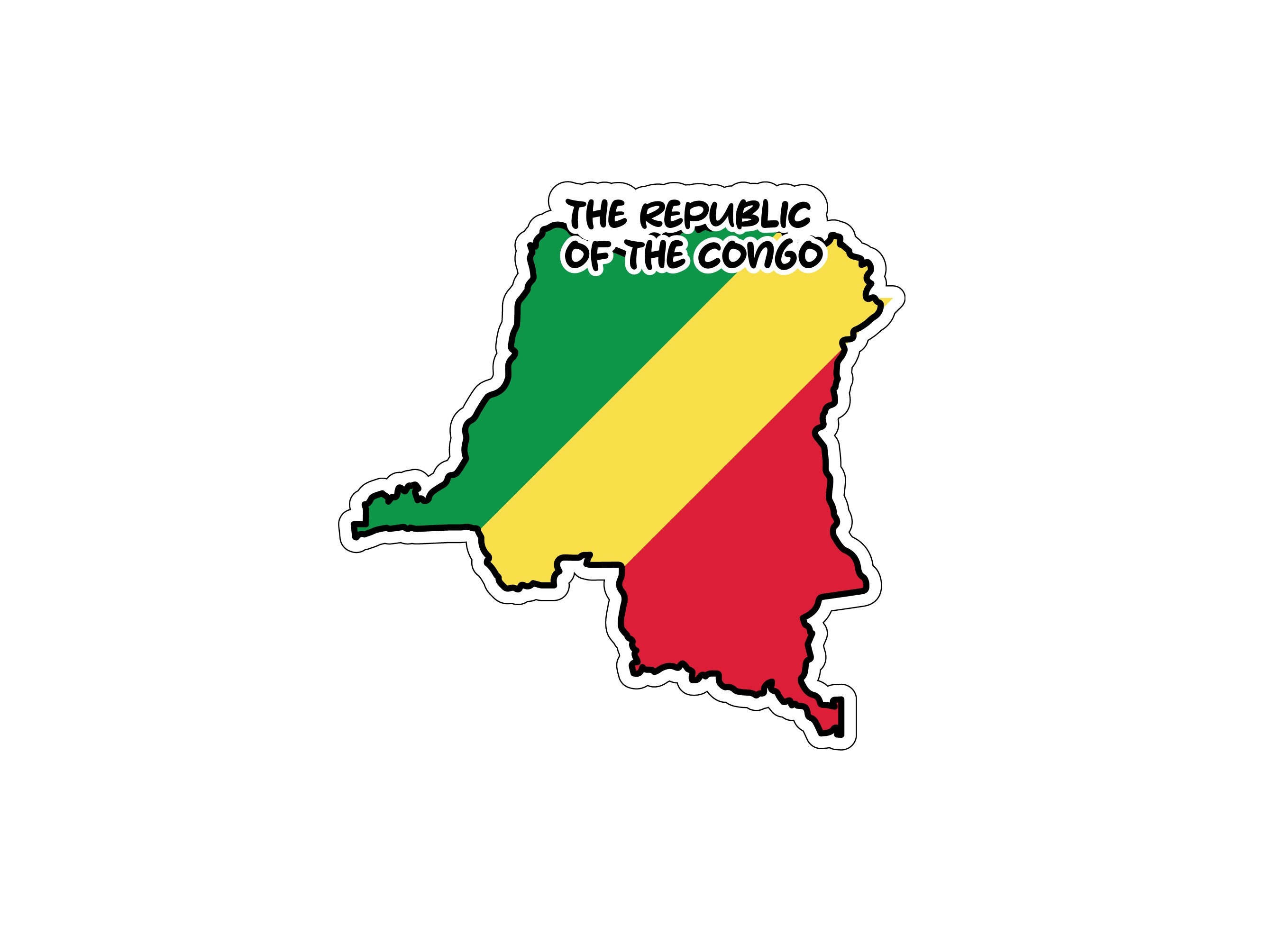 The Republic of the Congo Map Flag Sticker Decal - Etsy