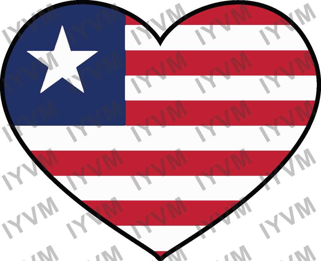 Liberia Flag Heart Sticker Decal / Republic of Liberia / Monrovia ...