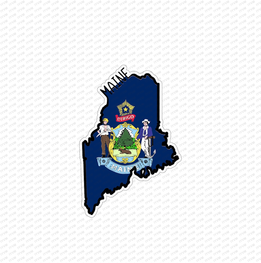 State of Maine Map Flag Sticker Decal USA Maine State Augusta the Pine ...