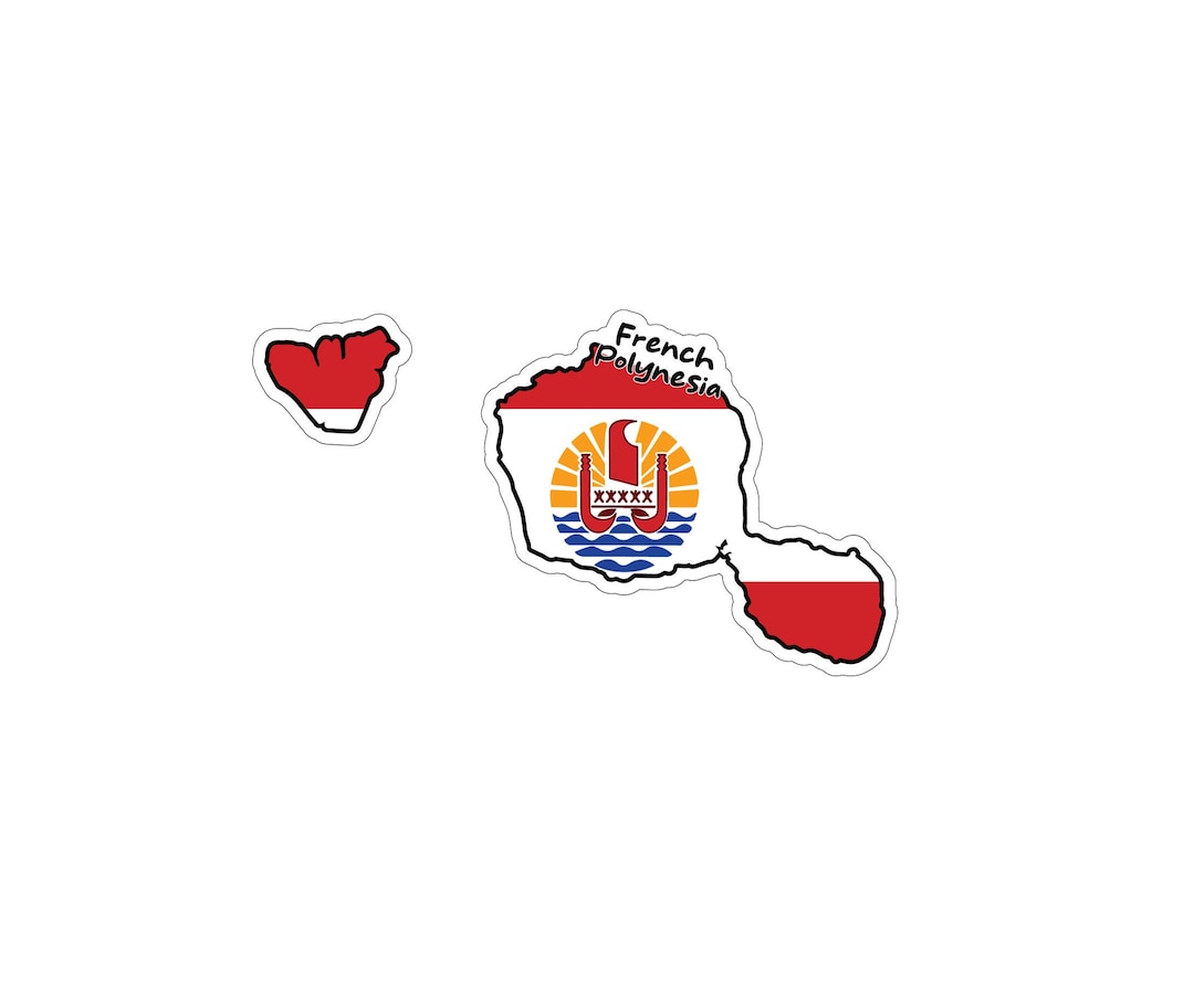 French Polynesia Map Flag Sticker Decal - Etsy