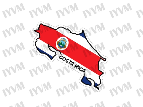 Costa Rica Map Flag Sticker Decal / Republic of Costa Rica / | Etsy