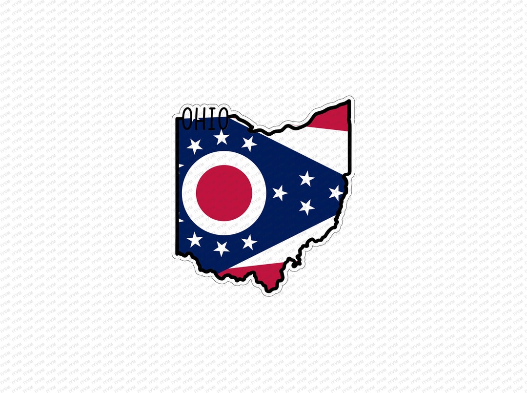 State of Ohio Map Flag Sticker Decal USA Ohio State Columbus the ...