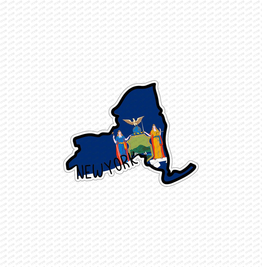 State of New York Map Flag Sticker Decal USA New York State Albany the ...