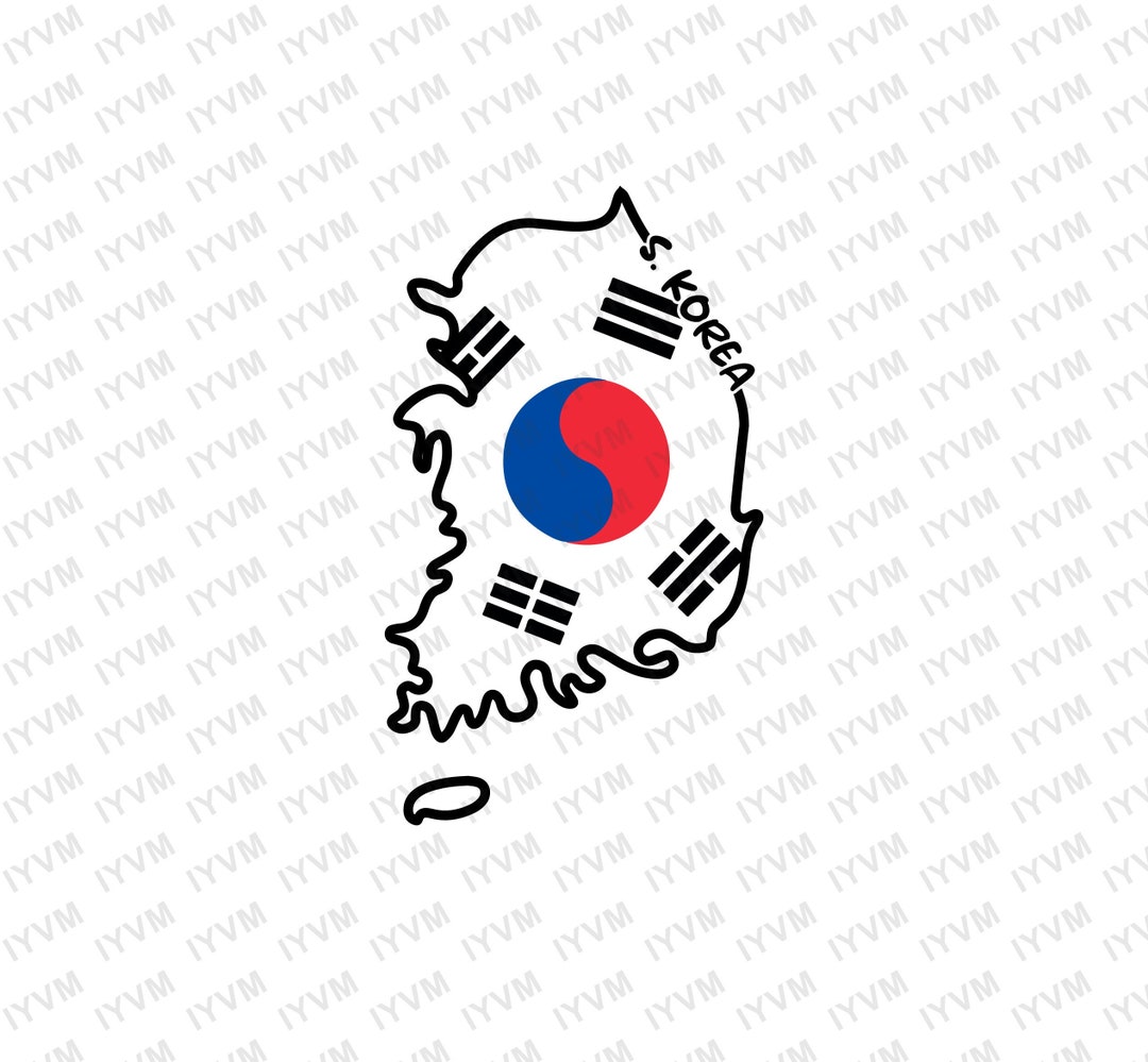 South Korea Map Iron on Heat Transfer Vinyl HTV / Republic of Korea ...