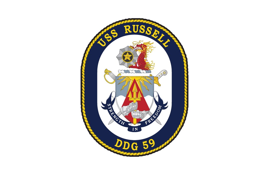 USS Russell DDG-59 Badge Sticker Decal Arleigh Burke Class Destroyer ...