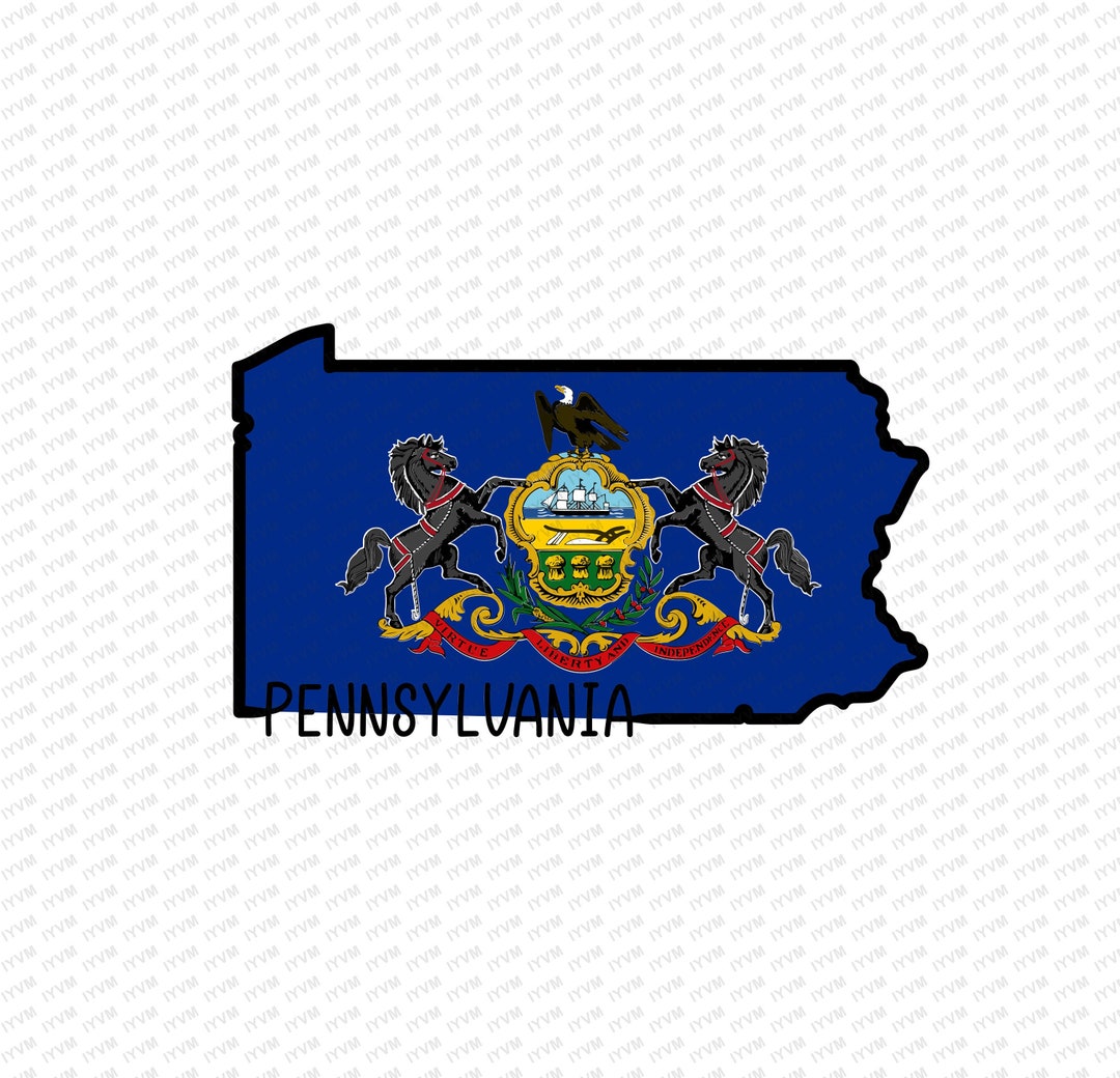 State of Pennsylvania Map Flag Sticker Decal USA Pennsylvania State ...