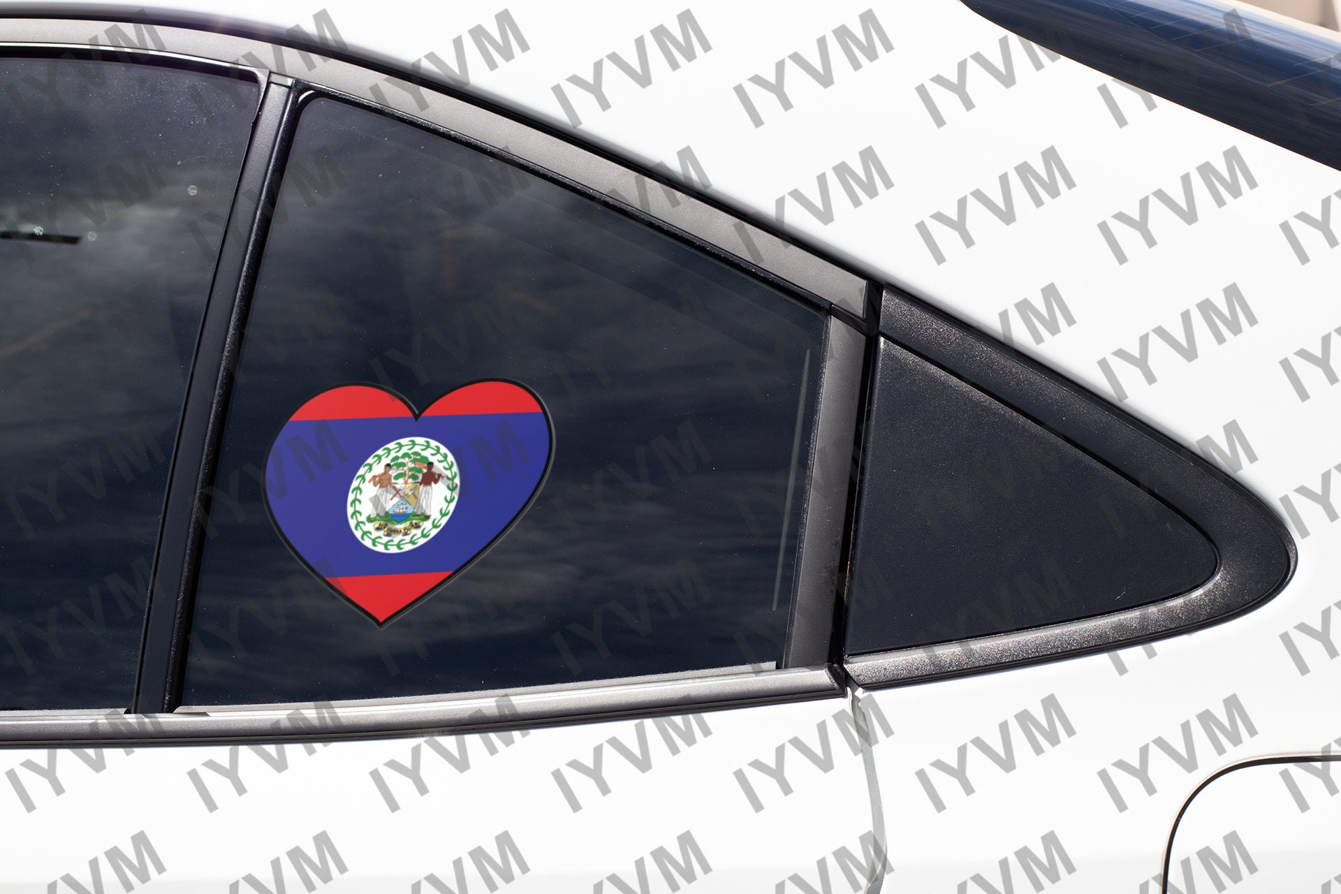 Belize Flag Heart Sticker Decal / Belmopan / Sub Umbra Floreo - Etsy