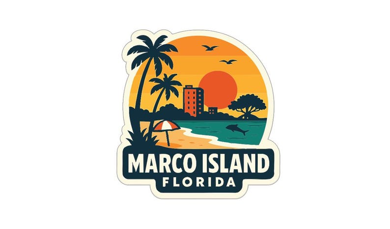 Marco Island Sticker Decal Vinyl Die-cut City Skyline Landmark Design ...