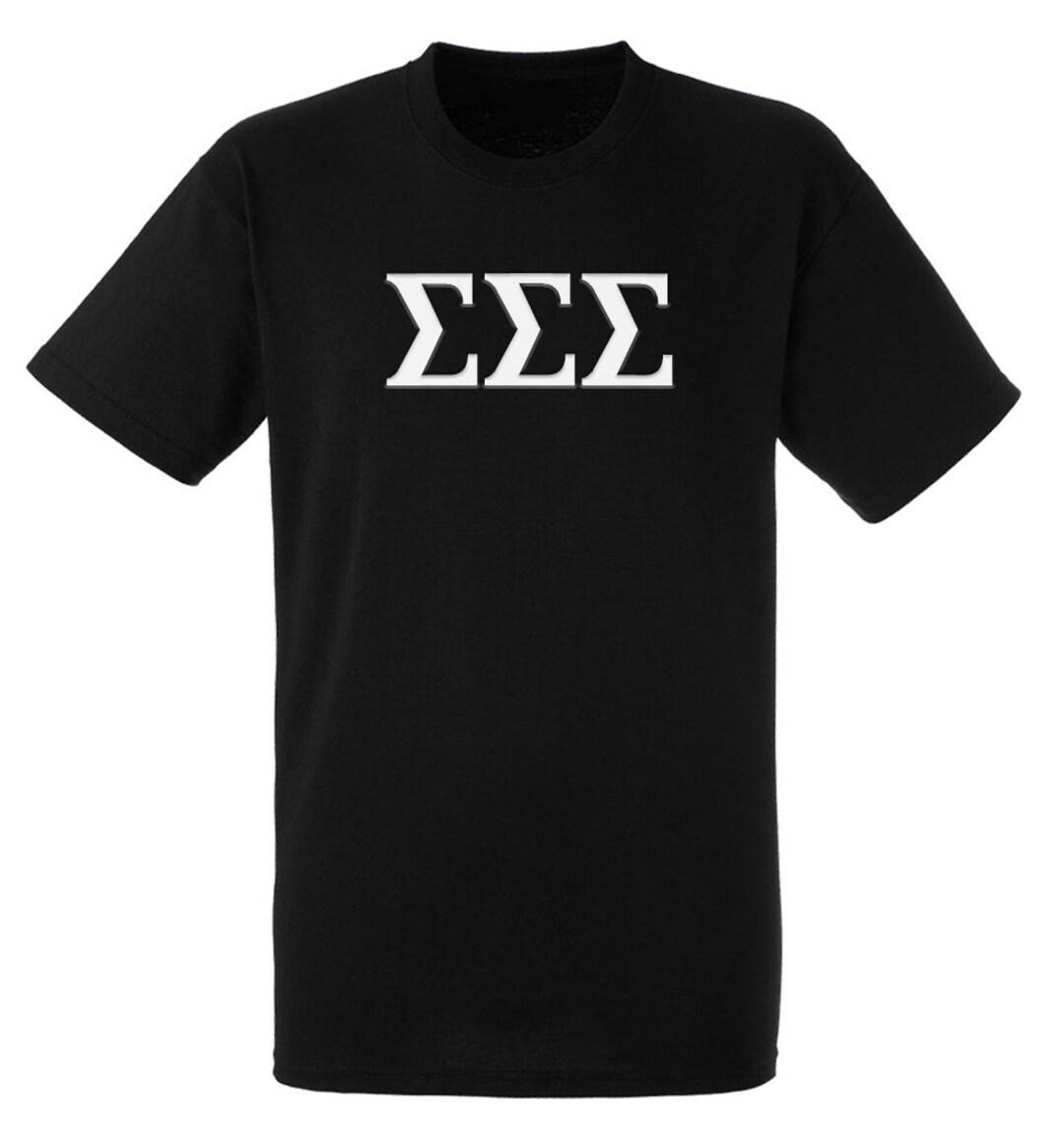 Sigma Sigma Sigma ΣΣΣ Sorority Black Short Sleeve Tee Shirt Printed on ...