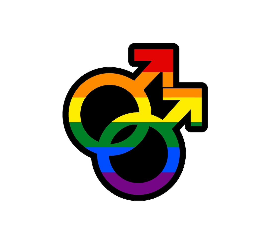 Double Male Gender Symbol Sticker Decal Pride Flag LGBTQ Gay Lesbian ...
