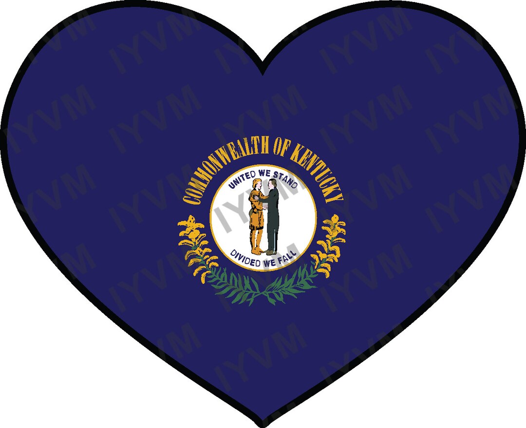 State of Kentucky Flag Heart Sticker Decal USA Kentucky State Frankfort ...