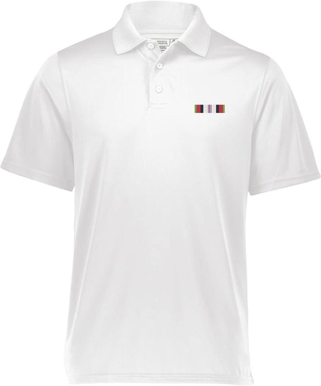 Afghanistan Campaign Medal Ribbon White Polo Shirt Logo Printed on Left ...