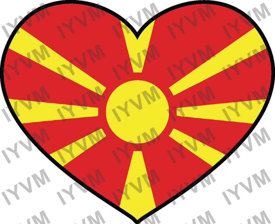 Macedonia Flag Heart Sticker Decal / Republic of North Macedonia ...