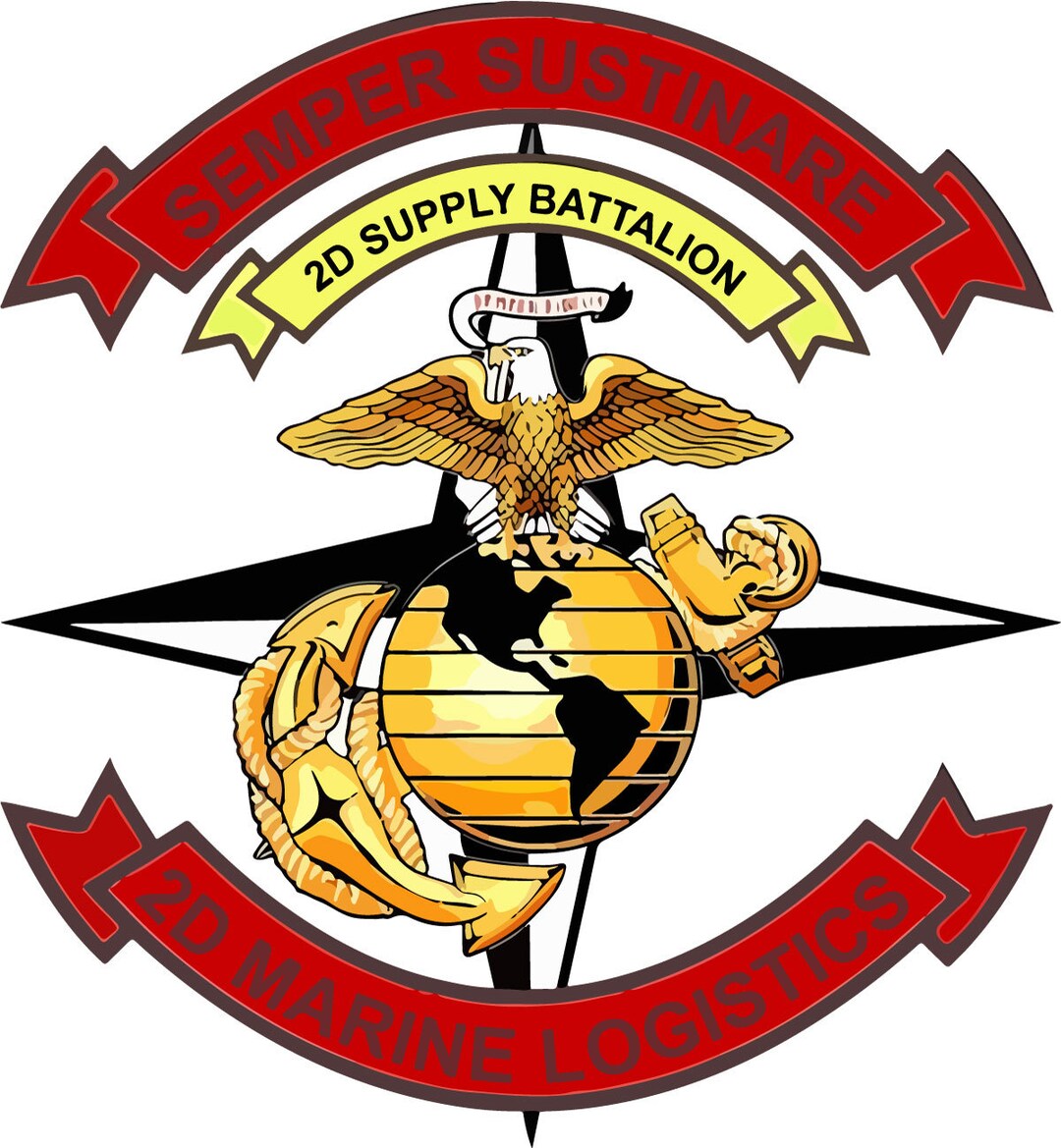 US Marine Corps Badge Sticker Decal 2nd Supply Battalion Car Sticker ...