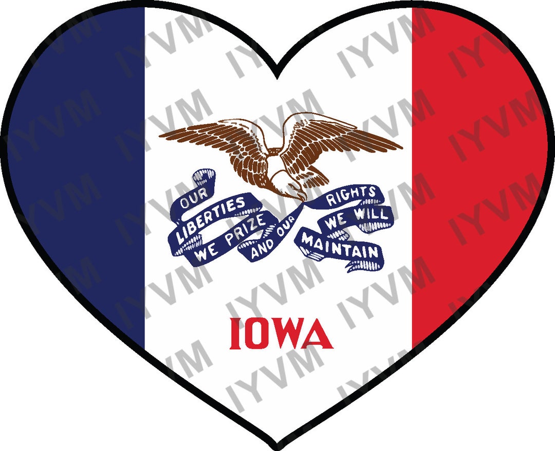 State of Iowa Flag Heart Sticker Decal USA Iowa State Des Moines the ...
