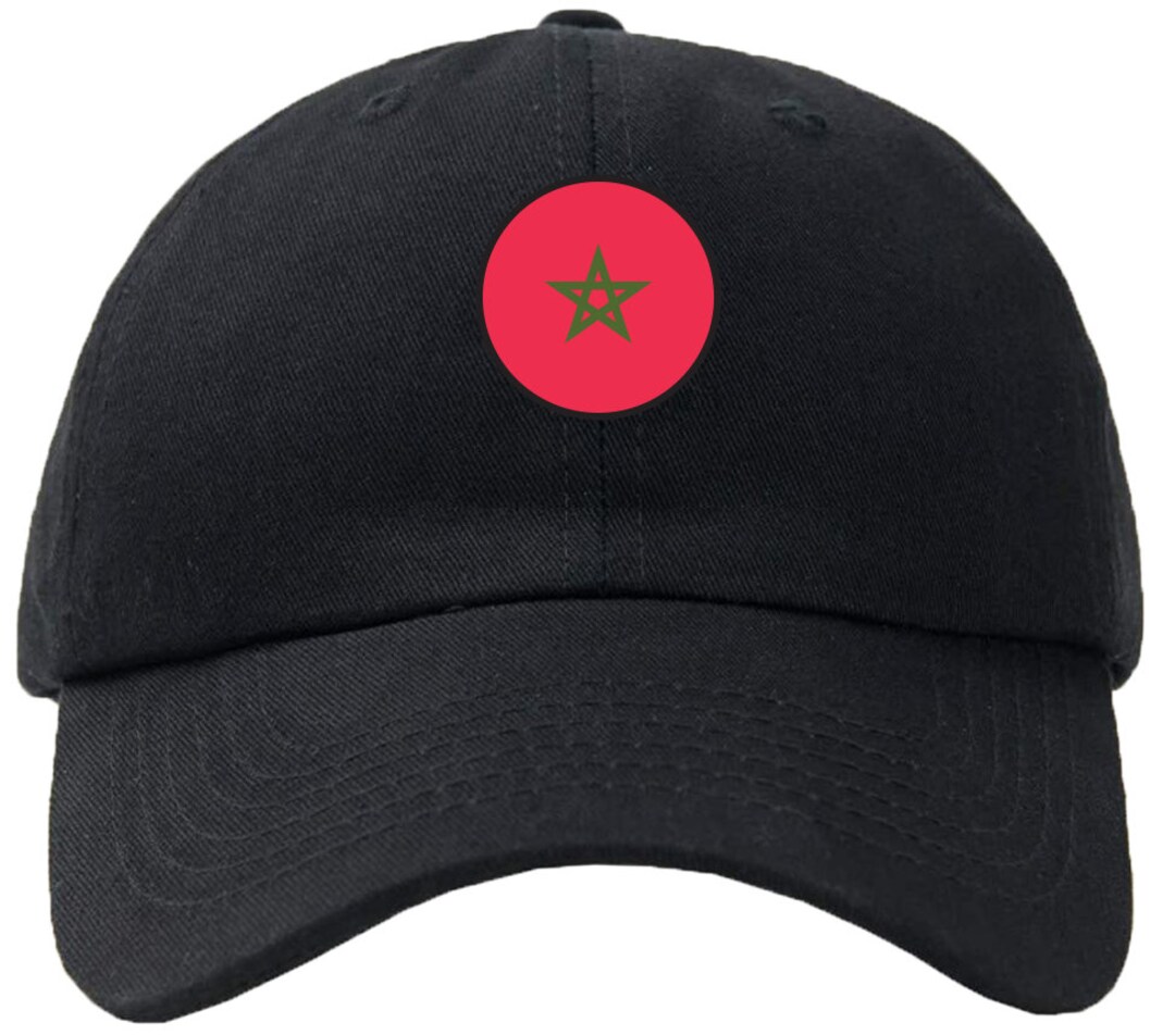 Morocco Flag Circle Baseball Cap Hat Hook & Loop Closure - Etsy