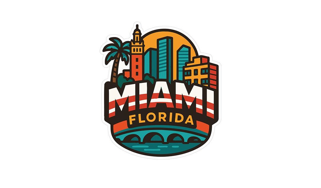 Miami Sticker Decal Vinyl Die-cut City Skyline Landmark Design - Etsy