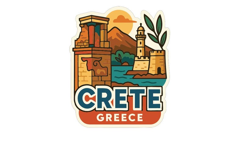 Crete Greece Sticker Decal Vinyl Die-cut City Skyline Landmark Design ...