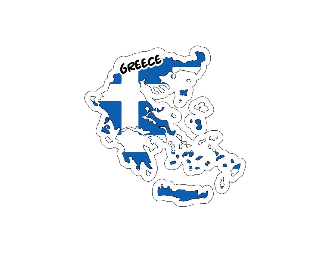 Greece Map Flag Sticker Decal - Etsy