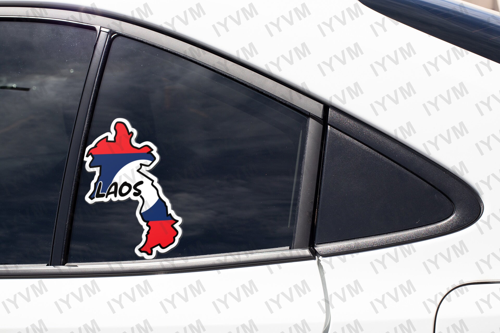 Laos Map Flag Sticker Decal / Lao People's Democratic - Etsy