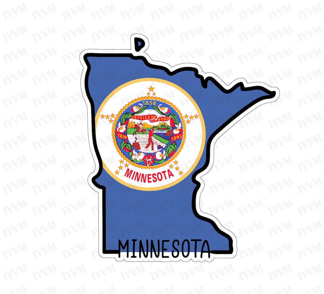State of Minnesota Map Flag Sticker Decal USA Minnesota State St. Paul ...