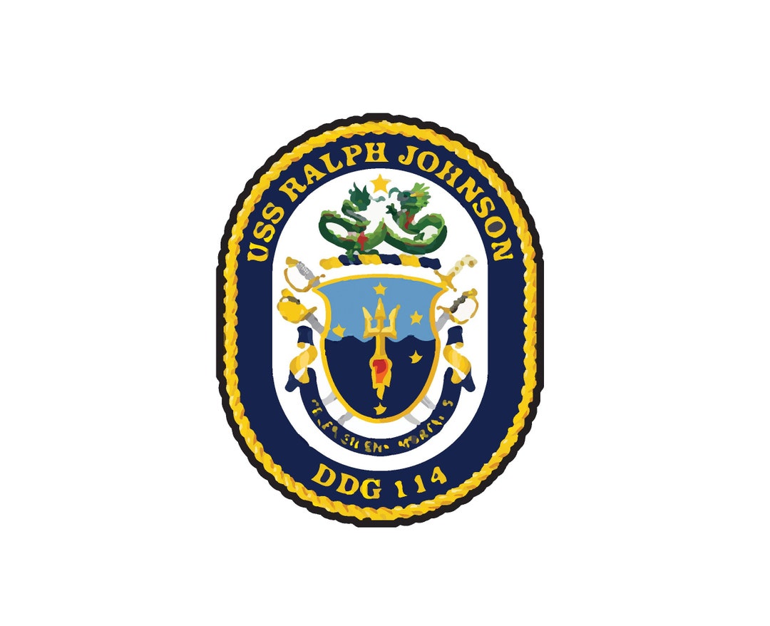 USS Ralph Johnson DDG-114 Badge Sticker Decal Arleigh Burke Class ...