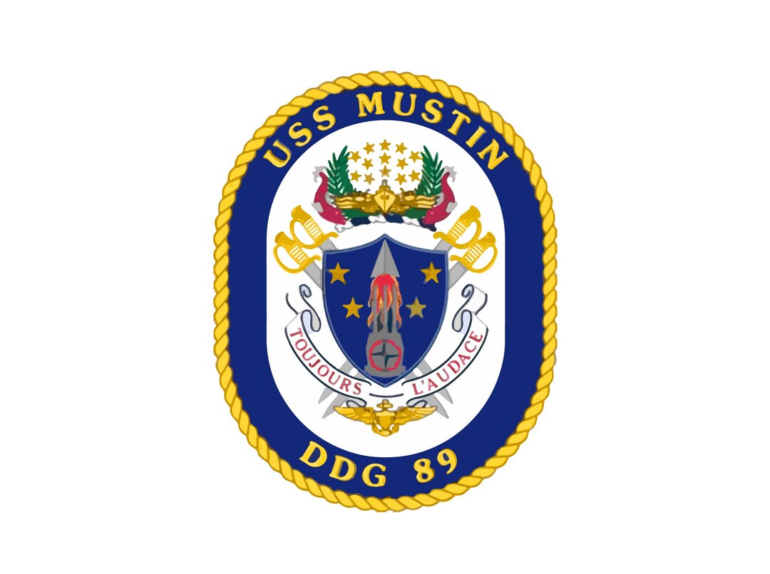 USS Mustin DDG-89 Badge Sticker Decal Arleigh Burke Class Destroyer Car ...