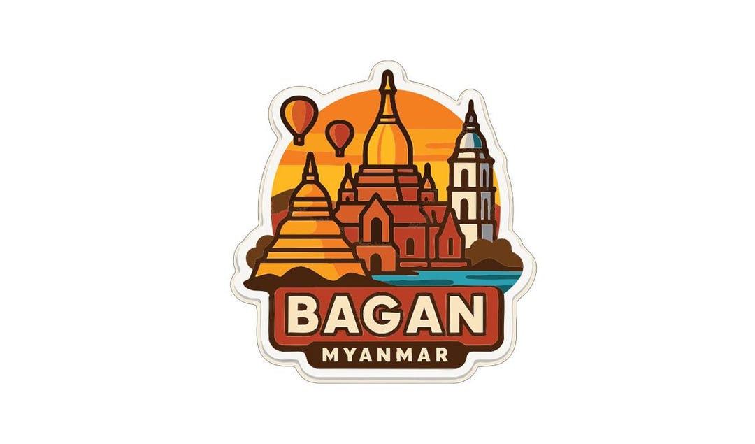 Bagan Myanmar Sticker Decal Vinyl Die-cut City Skyline Landmark Design ...