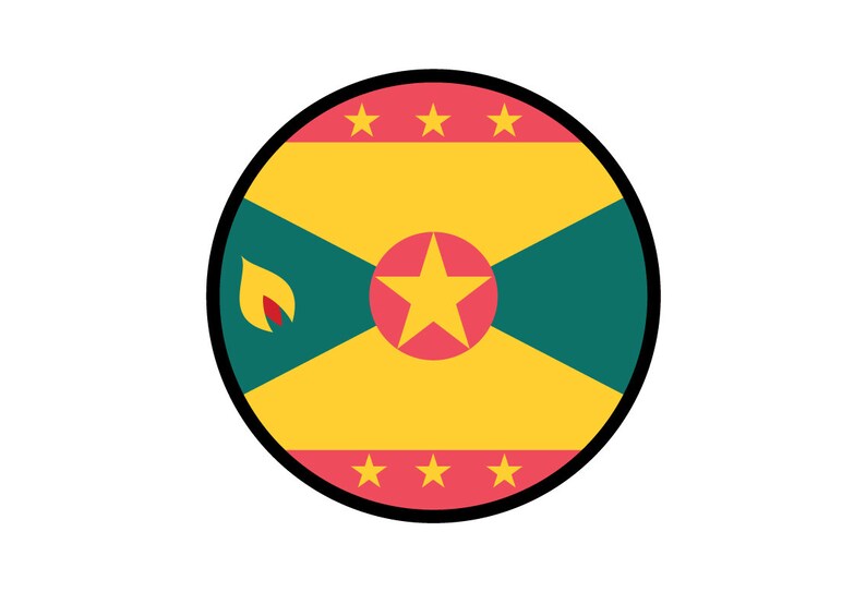 Grenada Flag Circle Sticker Decal - Etsy