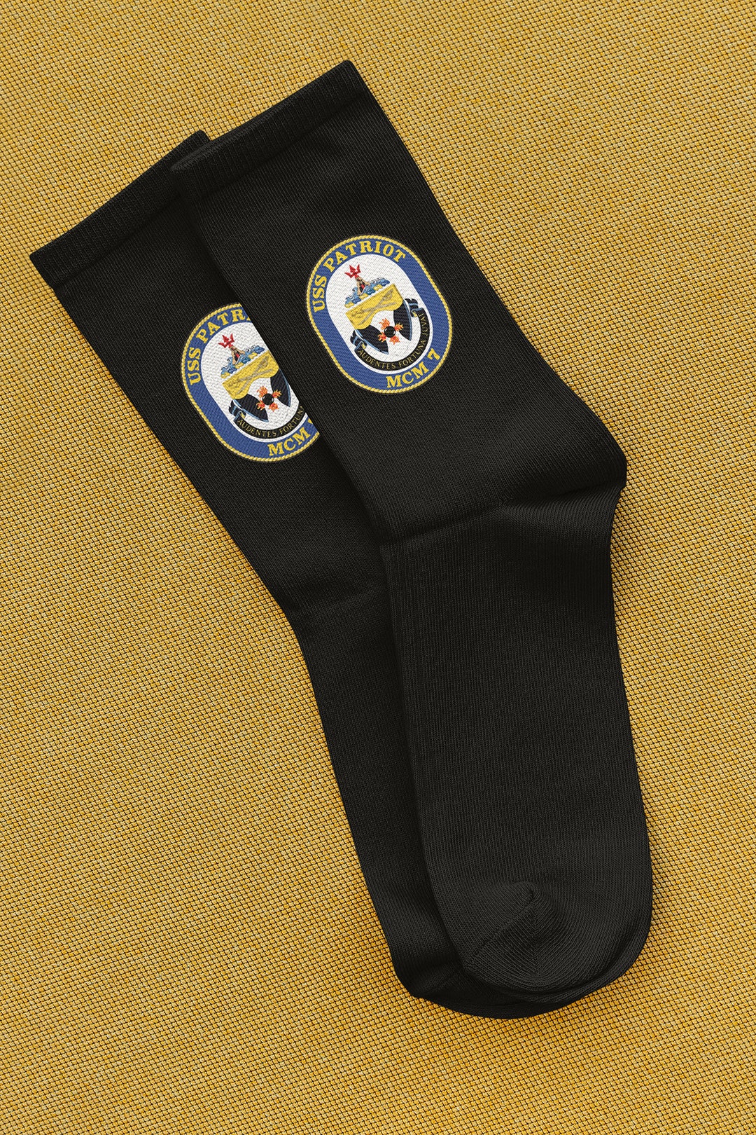 USS Patriot MCM-7 Black Dress Socks Avenger Class Mine Countermeasures ...