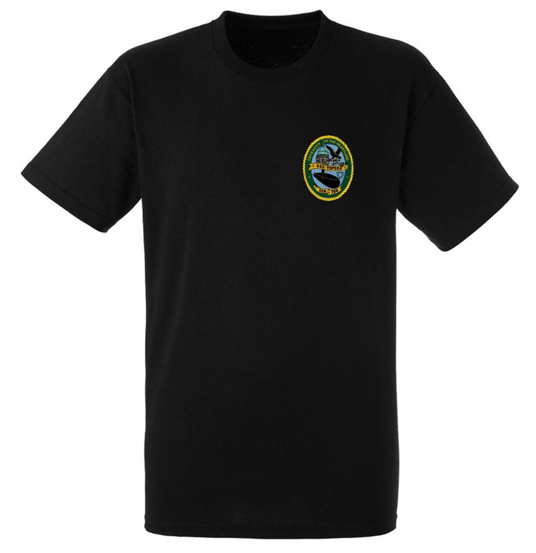 SSN-754 USS Topeka Black Short Sleeve Tee Shirt Badge Printed on Left ...