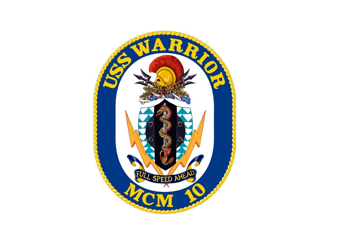 USS Warrior MCM-10 Badge Sticker Decal Avenger Class Mine ...